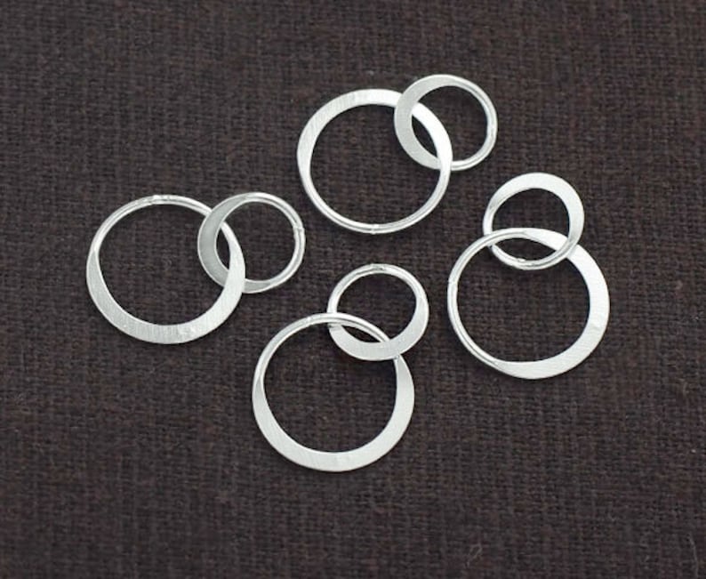 4 of 925 Sterling Silver Double Circle Rings Charms Links - Etsy