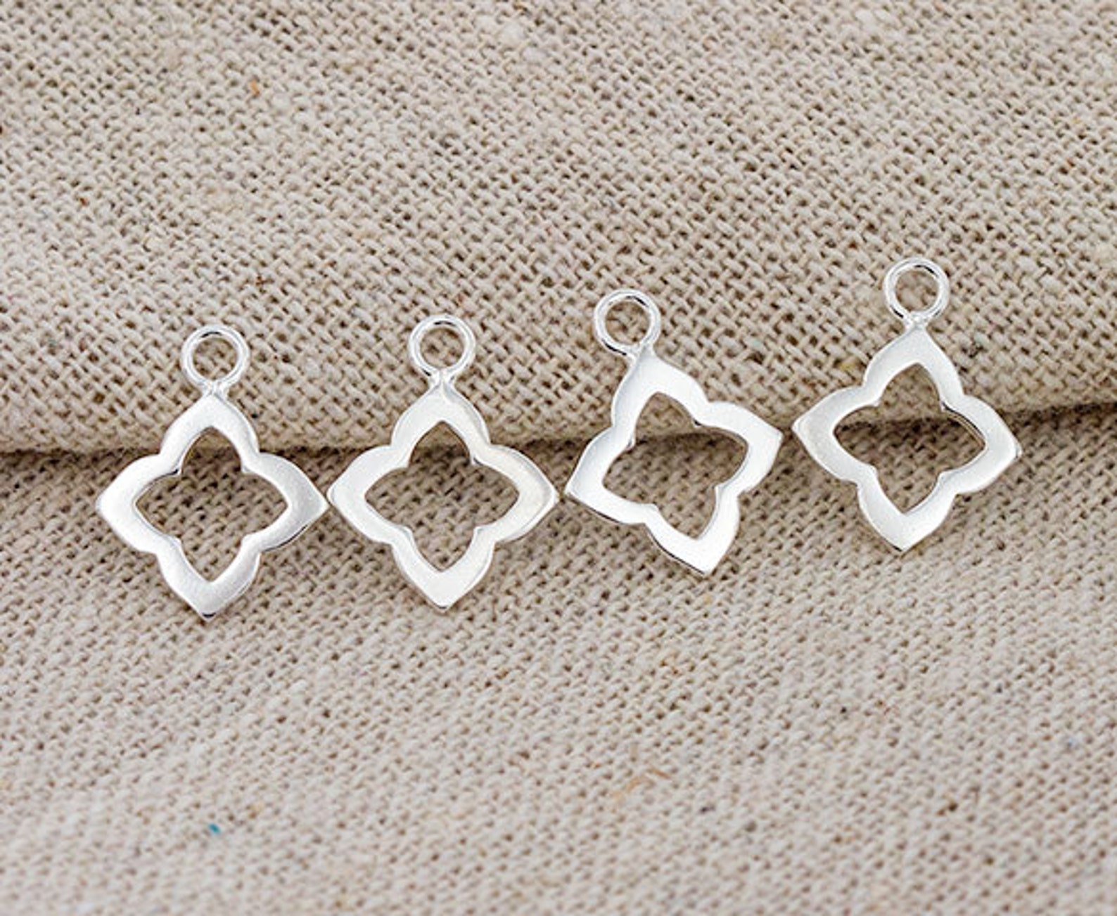 4 of 925 Sterling Silver Moroccan Style Flower Charms 11 Mm. Polish ...