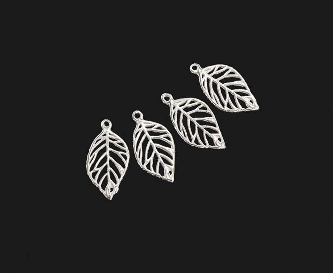 4 of 925 Sterling Silver Leaf Charms 7x11.5mm., Small Leaf Charms ...