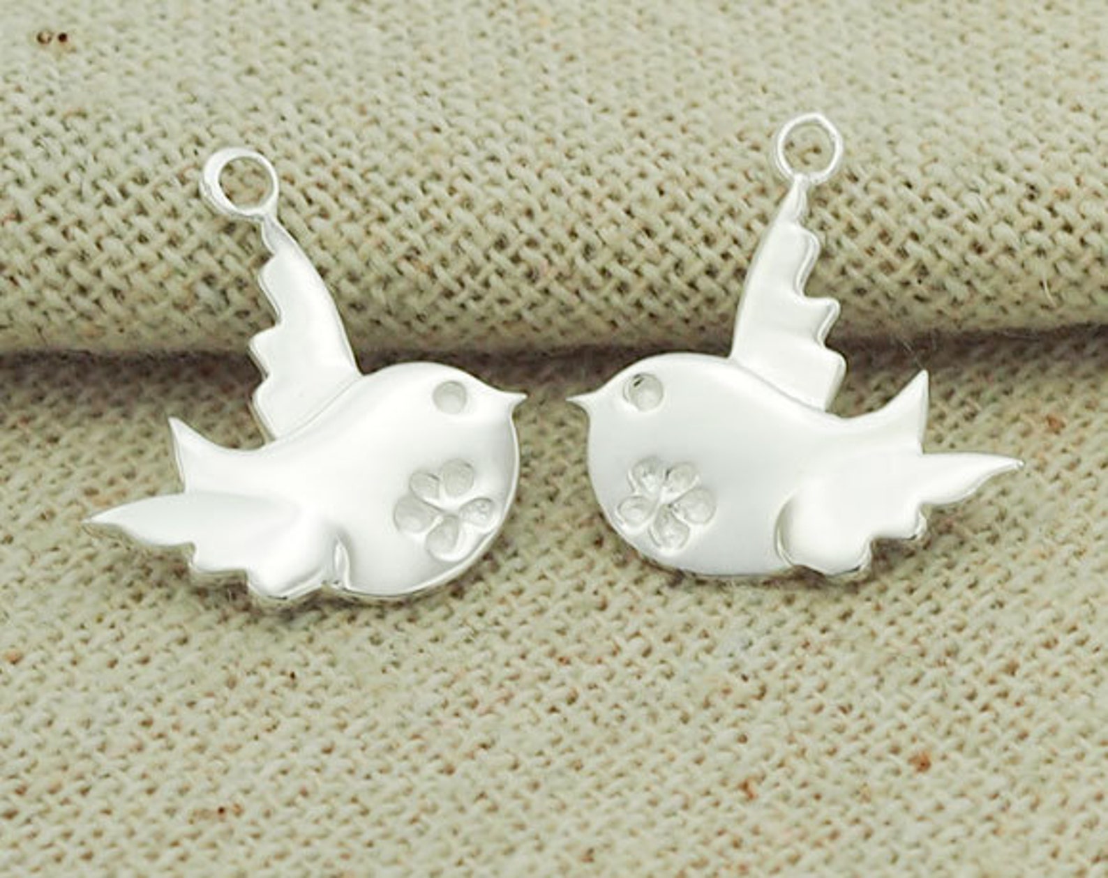 2 of 925 Sterling Silver Bird Charms 14x15mm. Polished Finish :tm0044 ...