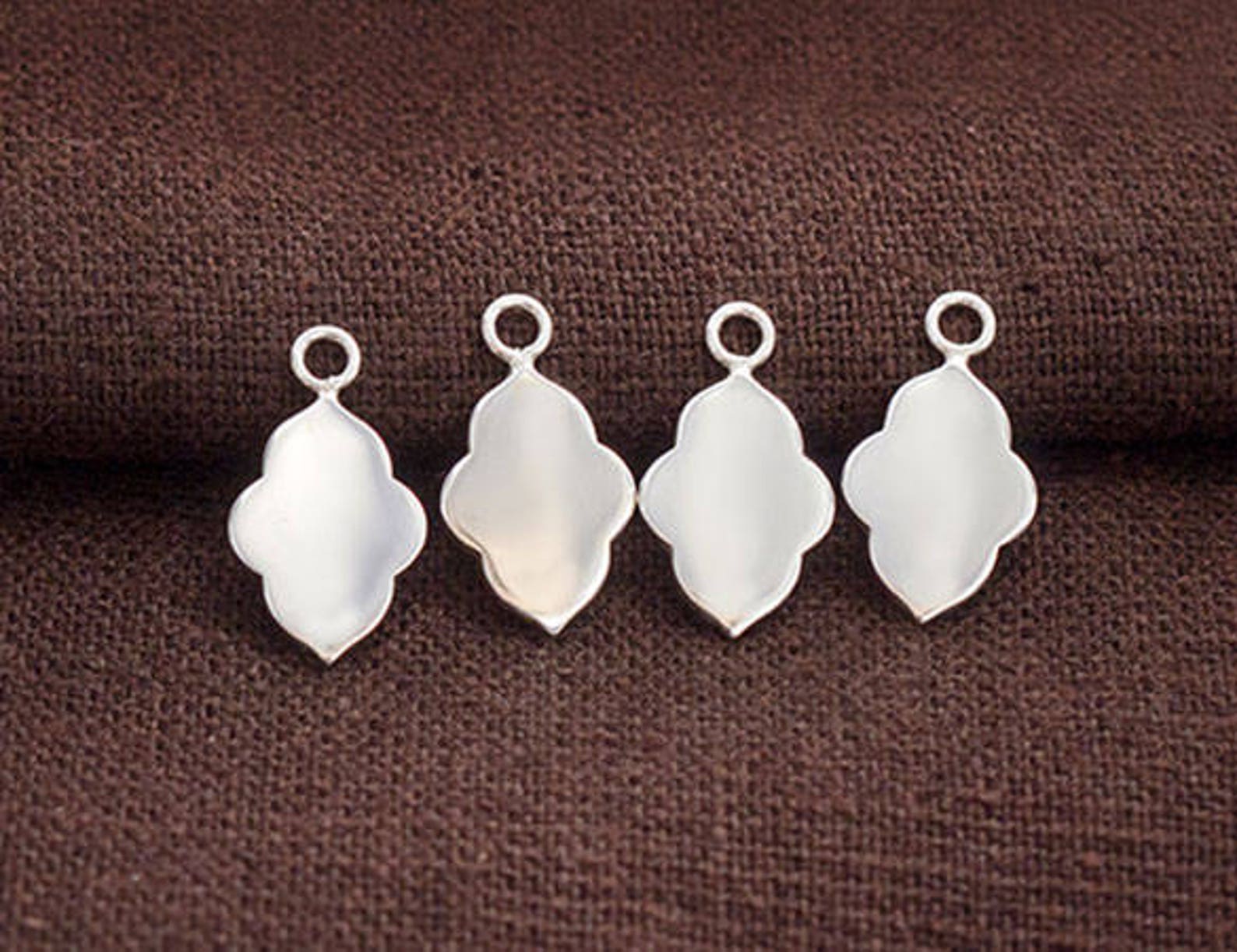 4 of 925 Sterling Silver Moroccan Style Drop Charms 9x13mm. Polish ...
