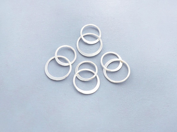 4 of 925 Sterling Silver Double Circle Rings Charms Links - Etsy
