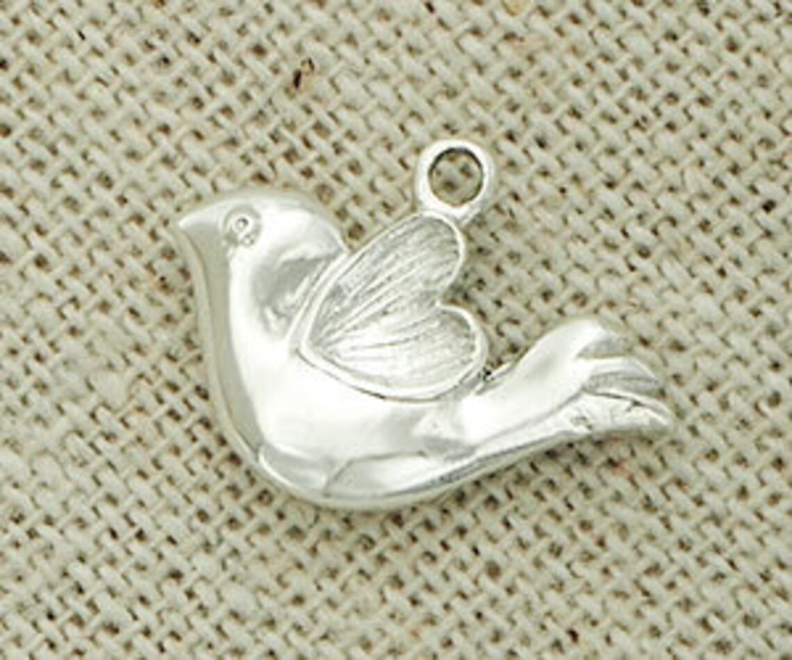 2 of 925 Sterling Silver Bird Charms 10x16.5mm. Polish | Etsy