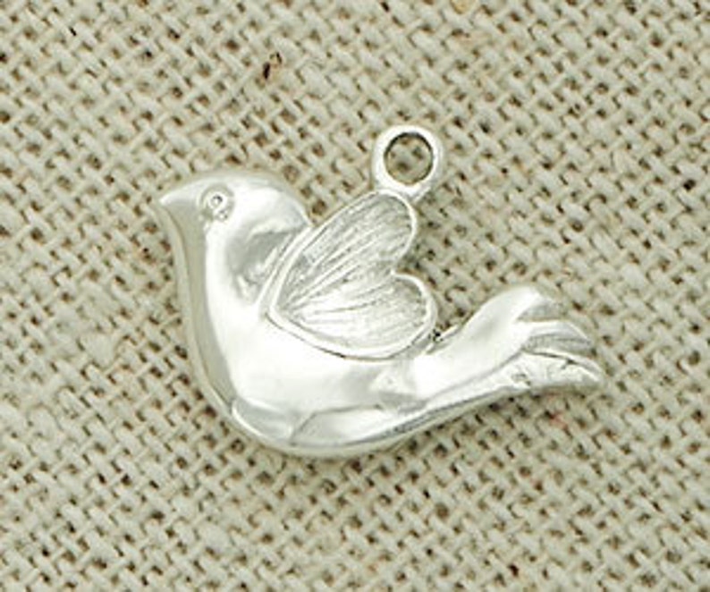 2 of 925 Sterling Silver Bird Charms 10x16.5mm. Polish Finished :tm0040 ...