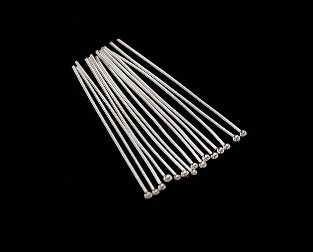 40 of 925 Sterling Silver Head Pins 30x0.5 Mm. ,#25 AWG Wire :th0769 - Etsy
