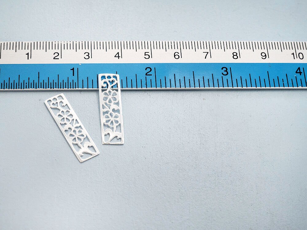 2 of 925 Sterling Silver Cut out Flower in Rectangle Charms | Etsy