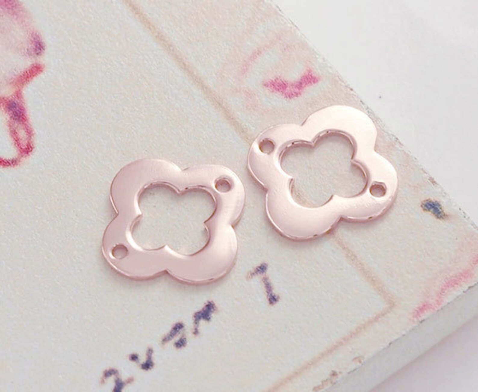 2 of 925 Sterling Silver Rose Gold Vermeil Style Clover Links ...