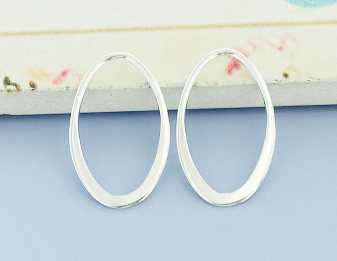 4 of 925 Sterling Silver Oval Links Connectors 12x19.5 Mm. - Etsy