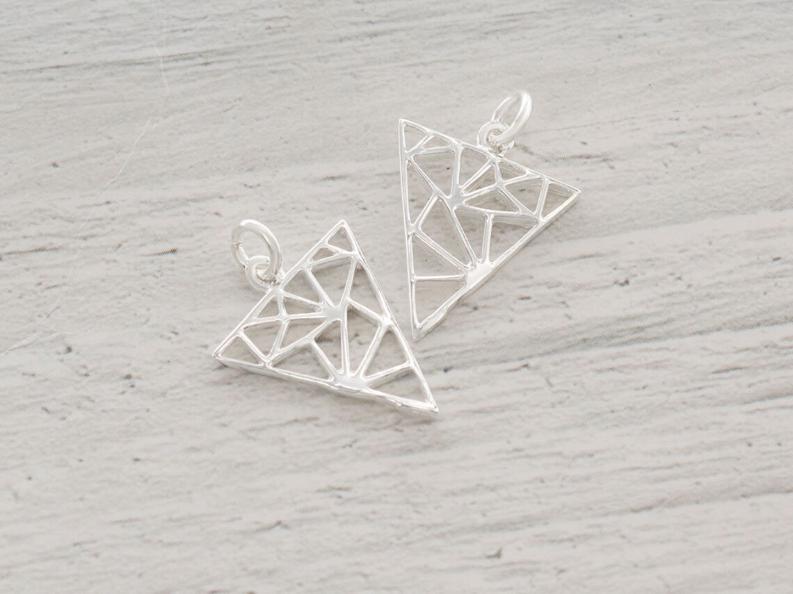 2 of 925 Sterling Silver Triangle Charms., Polish Finished :th2220 - Etsy
