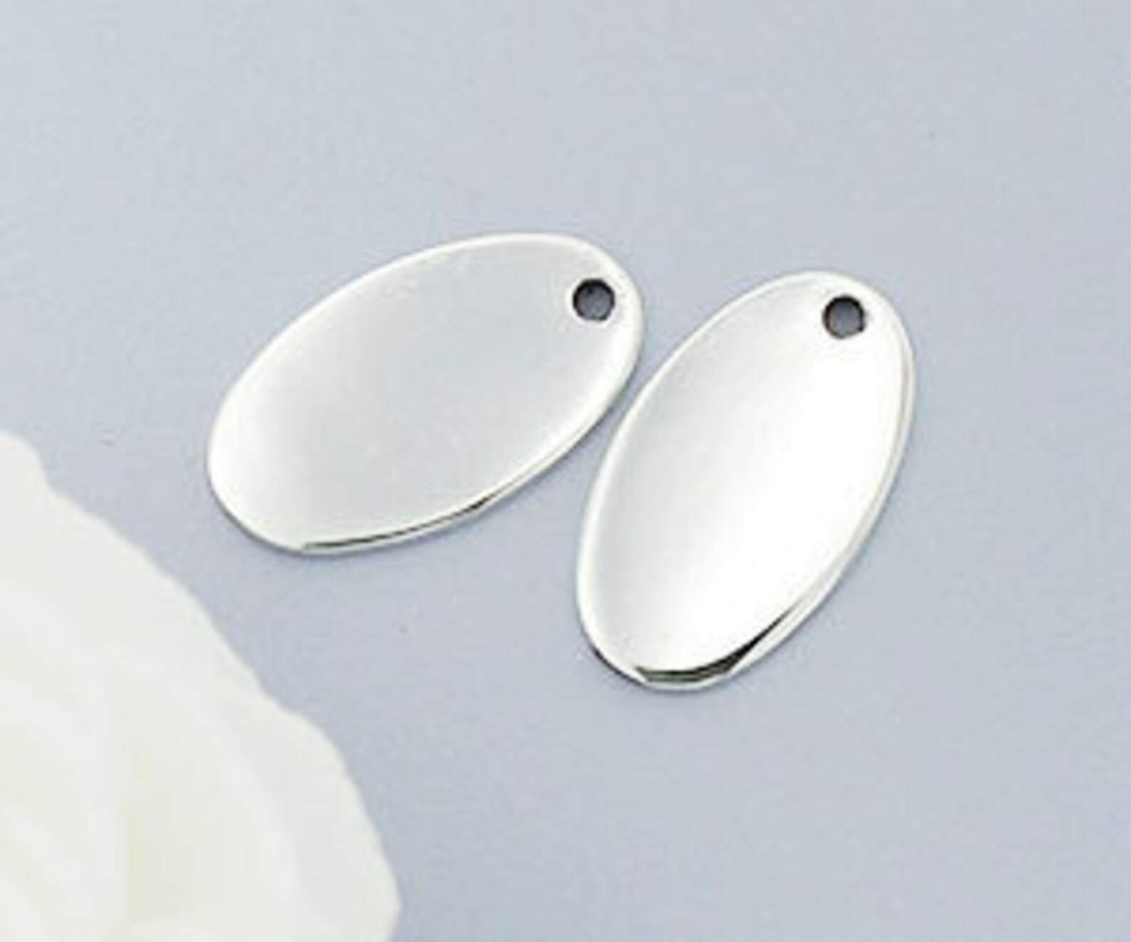 4 of 925 Sterling Silver Oval Disc Tag Charms 8x13.5 Mm. | Etsy