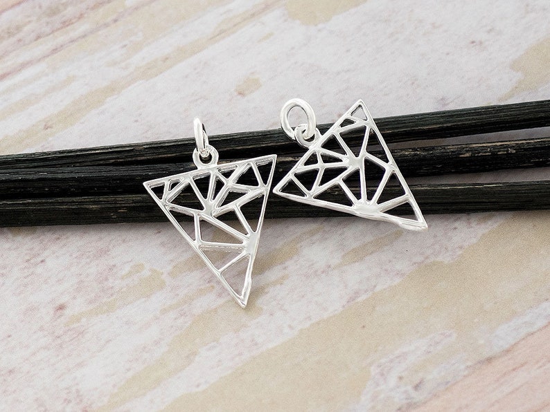 2 of 925 Sterling Silver Triangle Charms., Polish Finished :th2220 - Etsy
