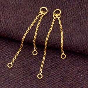 1 Pair of 925 Sterling Silver Gold Vermeil Style Dangling Chain ...