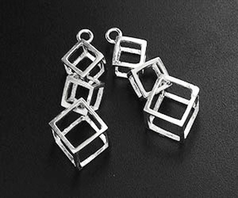2 of 925 Sterling Silver Cube Charms 10x25 Mm. :th2347 - Etsy