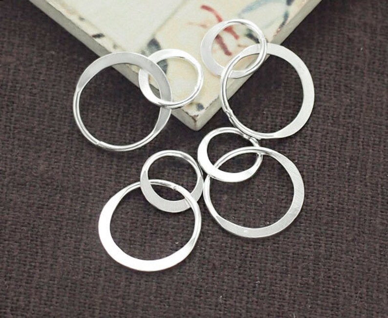 4 of 925 Sterling Silver Double Circle Rings Charms Links - Etsy