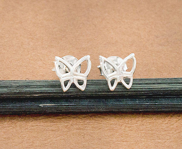 1 Pair of 925 Sterling Silver Small Butterfly Stud Earrings 6mm. Polish ...