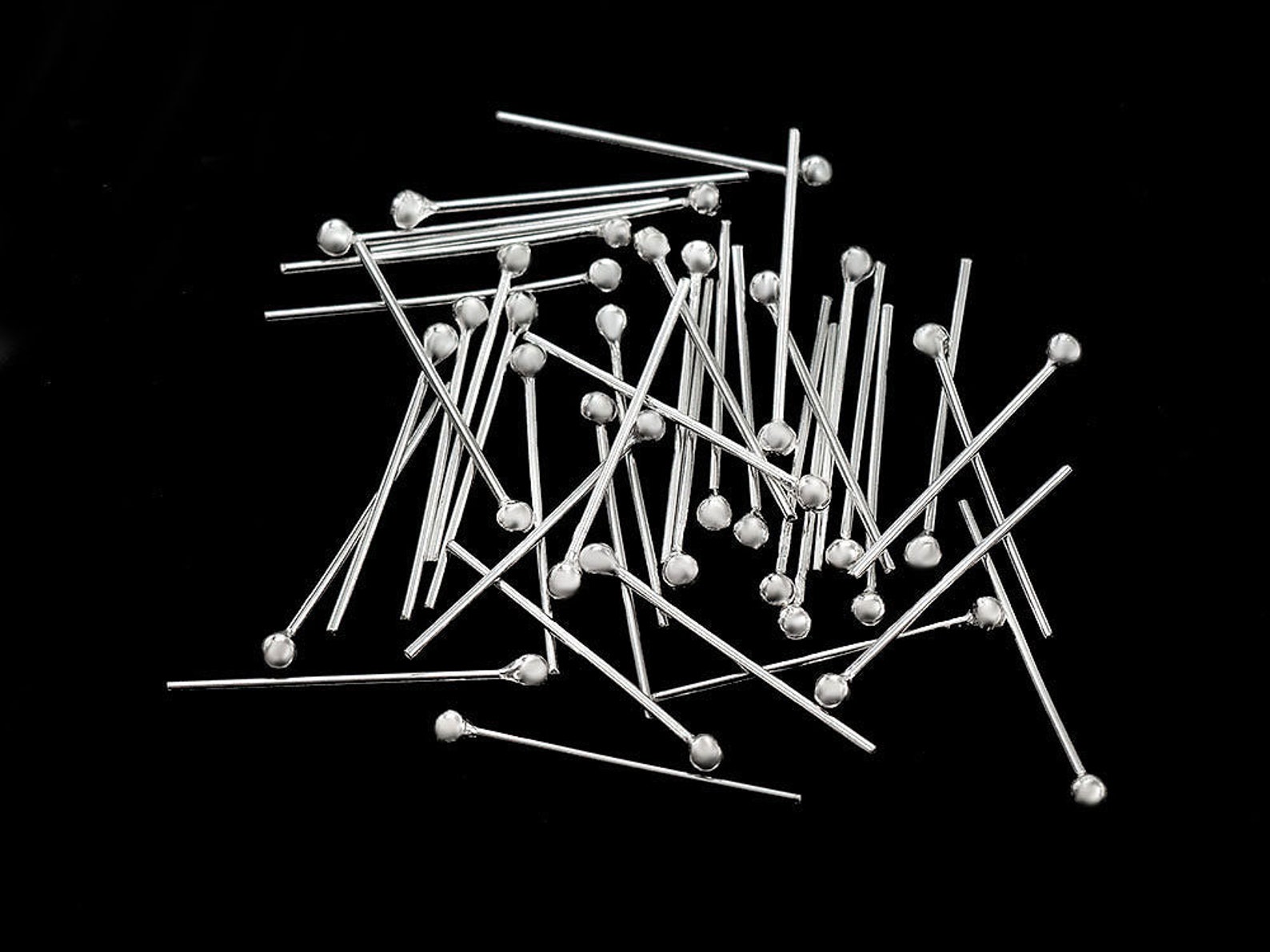 40 of 925 Sterling Silver Head Pins 15x0.5 Mm. :th1568 - Etsy