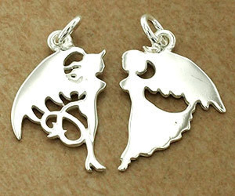 2 of 925 Sterling Silver Angel & Devil Charms 12x18mm. Polish - Etsy