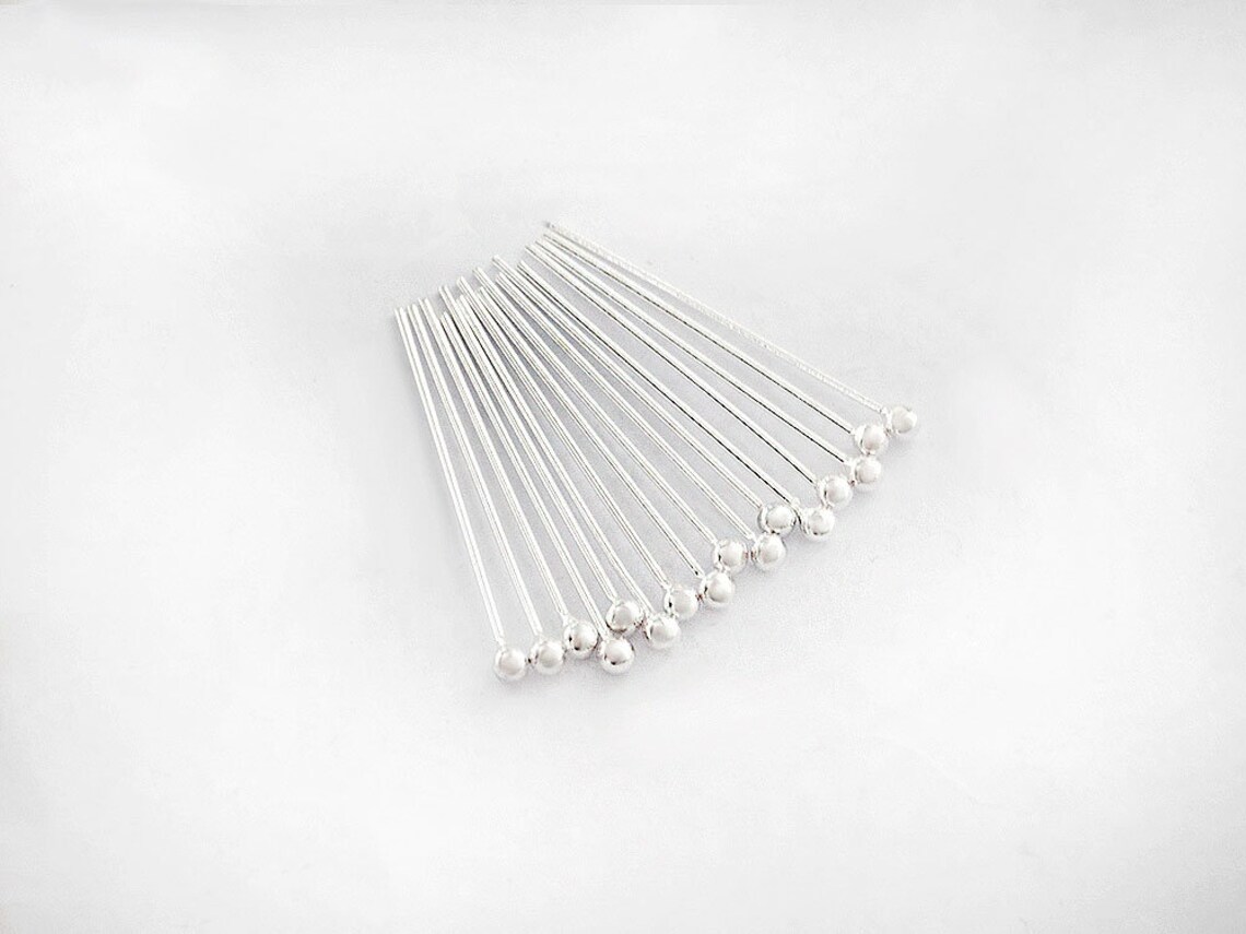 40 of 925 Sterling Silver Head Pins 19x 0.5 Mm. #25 AWG Wire :th0320 - Etsy