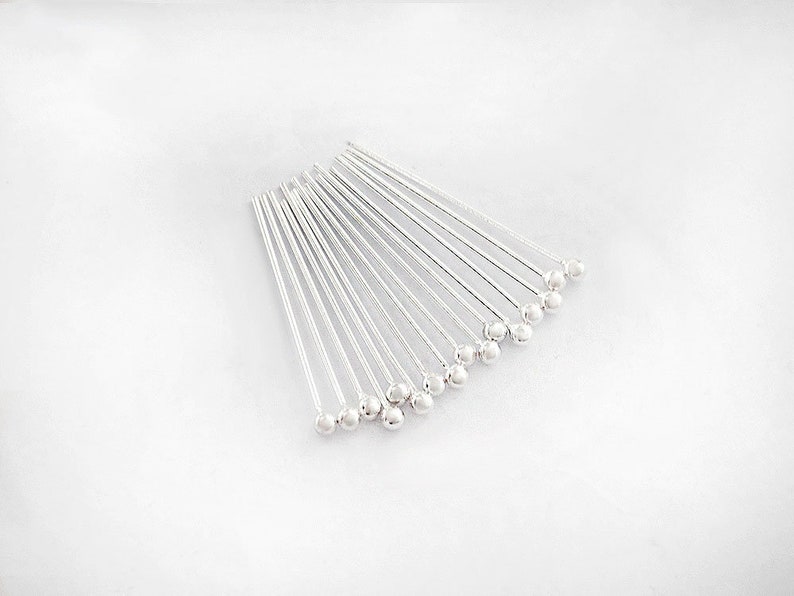 40 of 925 Sterling Silver Head Pins 19x 0.5 Mm. #25 AWG Wire :th0320 - Etsy
