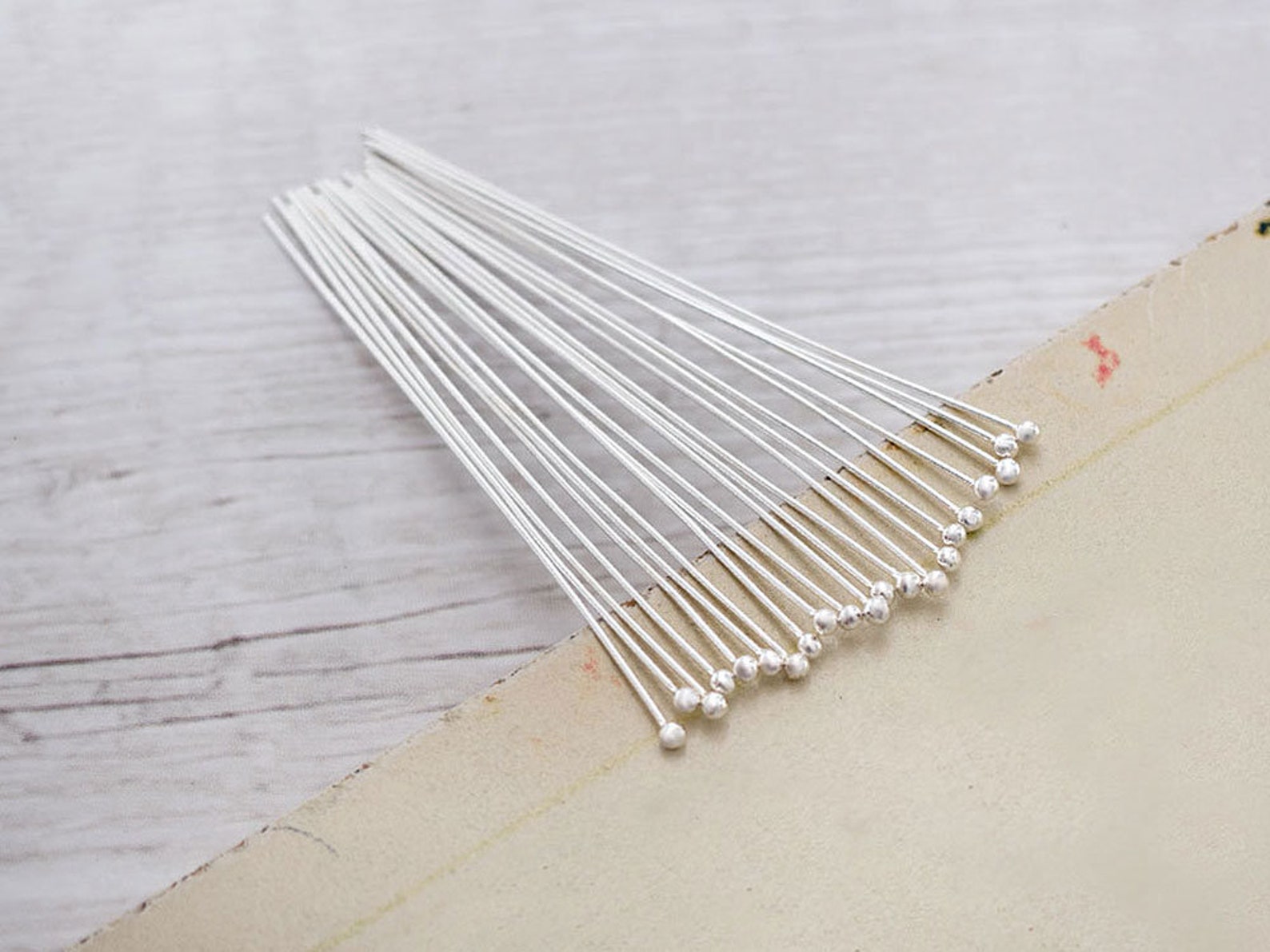 25 of 925 Sterling Silver Head Pins 50 Mm. :th0816 - Etsy
