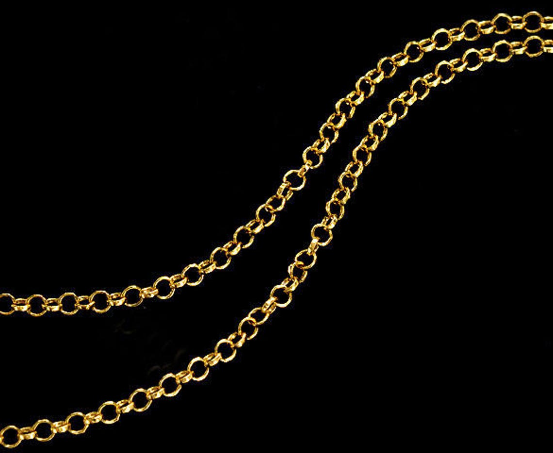 27 Inches of 925 Sterling Silver Gold Vermeil Style Rolo Chain 1.6 Mm ...