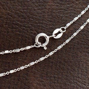 16 Inches of 925 Sterling Silver Cube Bead Chain Necklace 1 X 1.5mm ...
