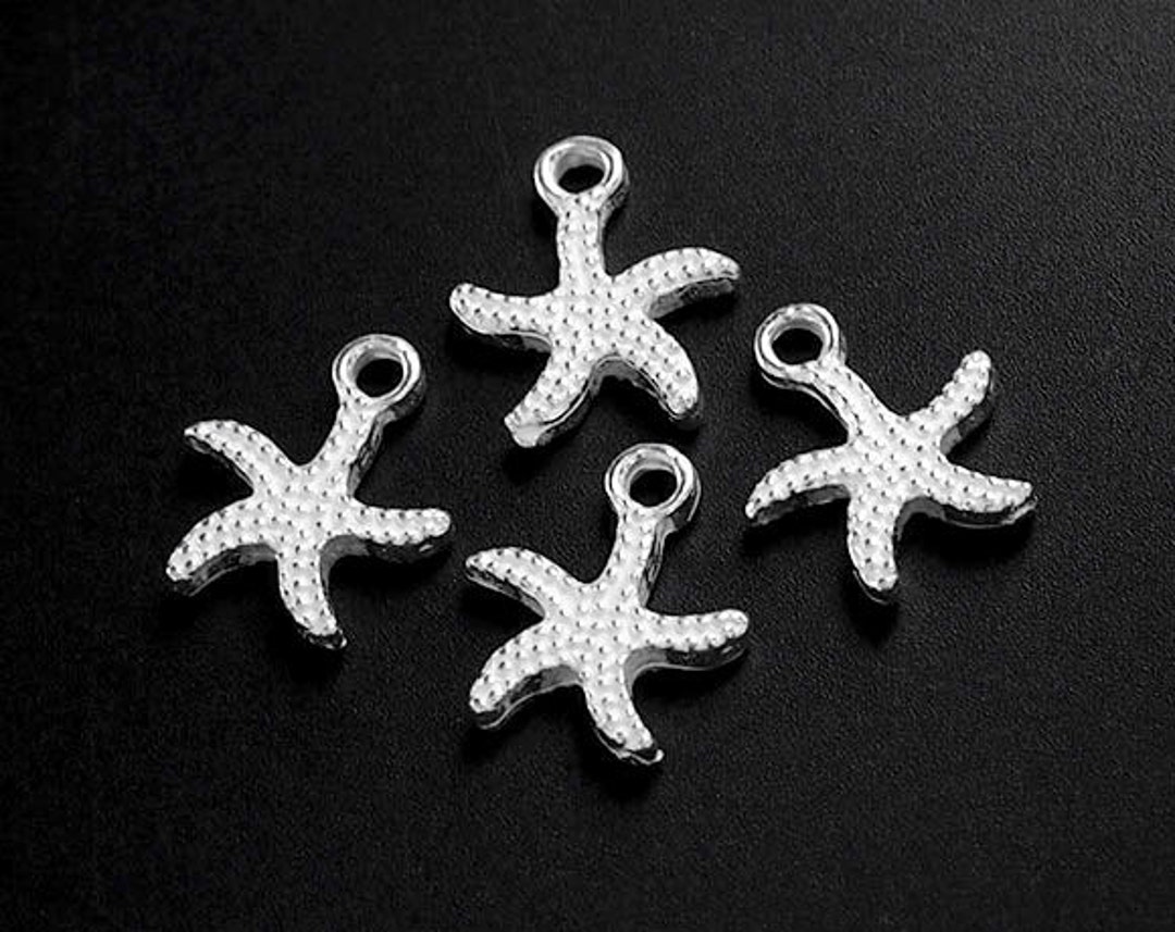 4 of 925 Sterling Silver Starfish Charms 9mm. :th2386 - Etsy