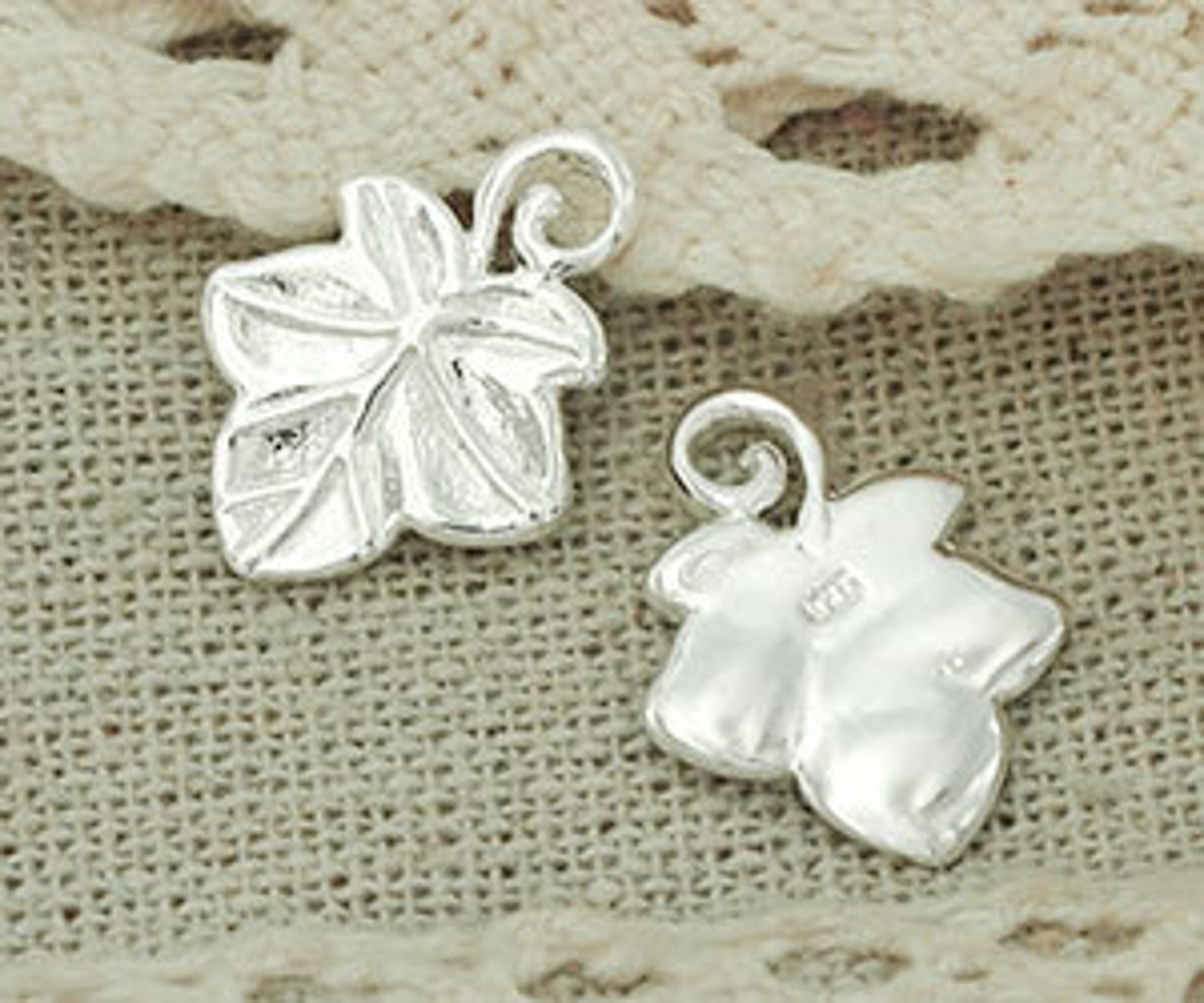 2 of 925 Sterling Silver Ivy Charms 13x17mm. Polish Finished. - Etsy