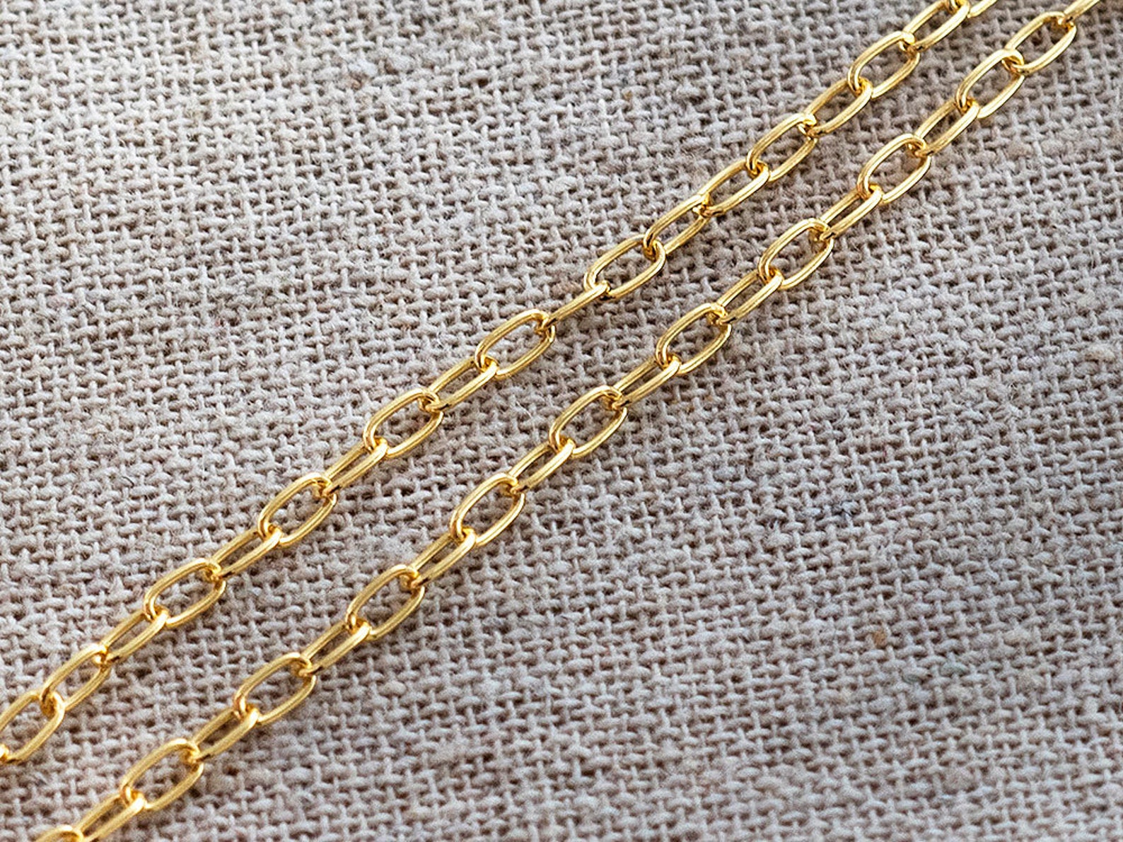 40 Inches of 925 Sterling Silver Gold Vermeil Style Chain 2x4 Mm ...