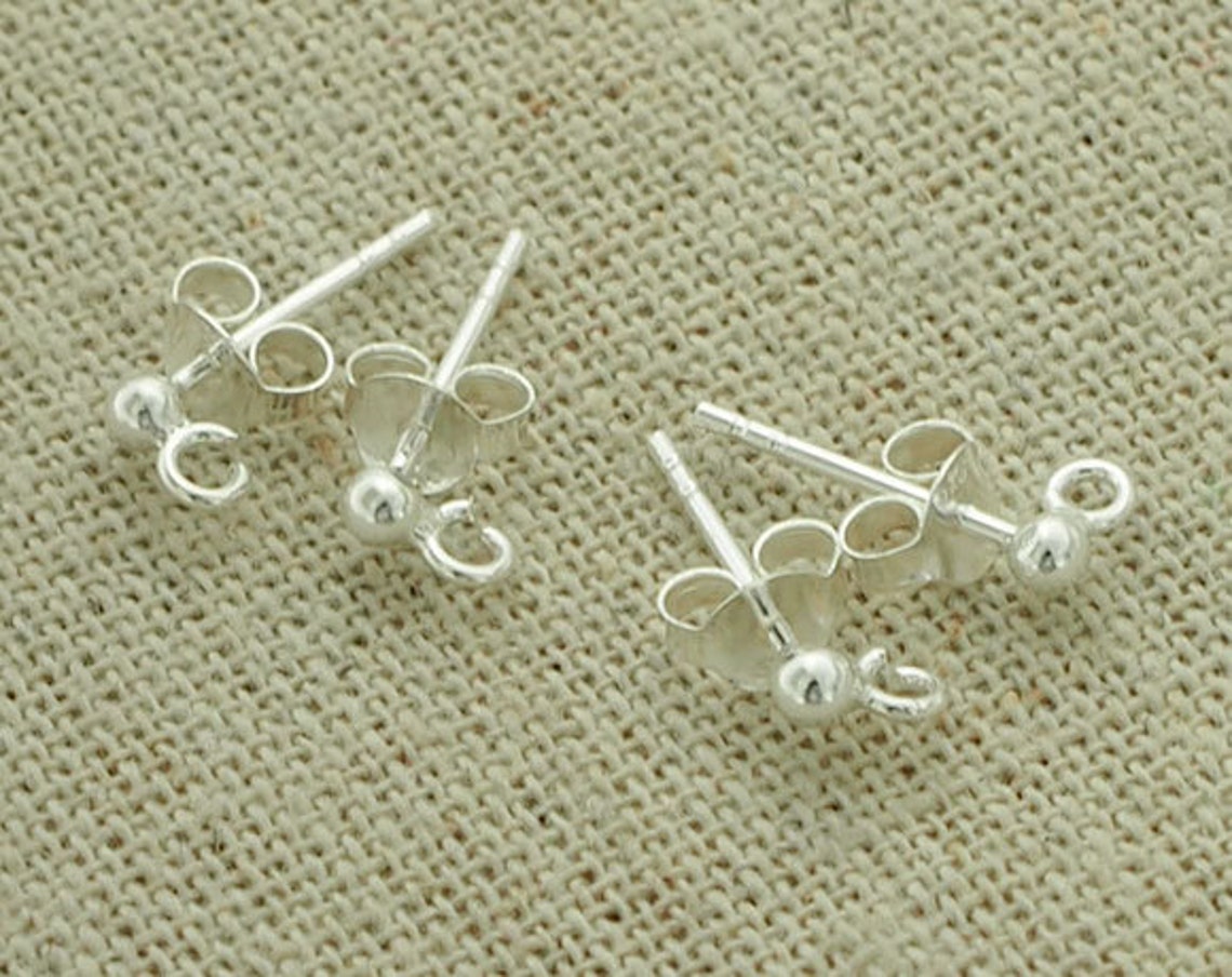 4 Pairs of 925 Sterling Silver Post Stud Earrings Findings | Etsy