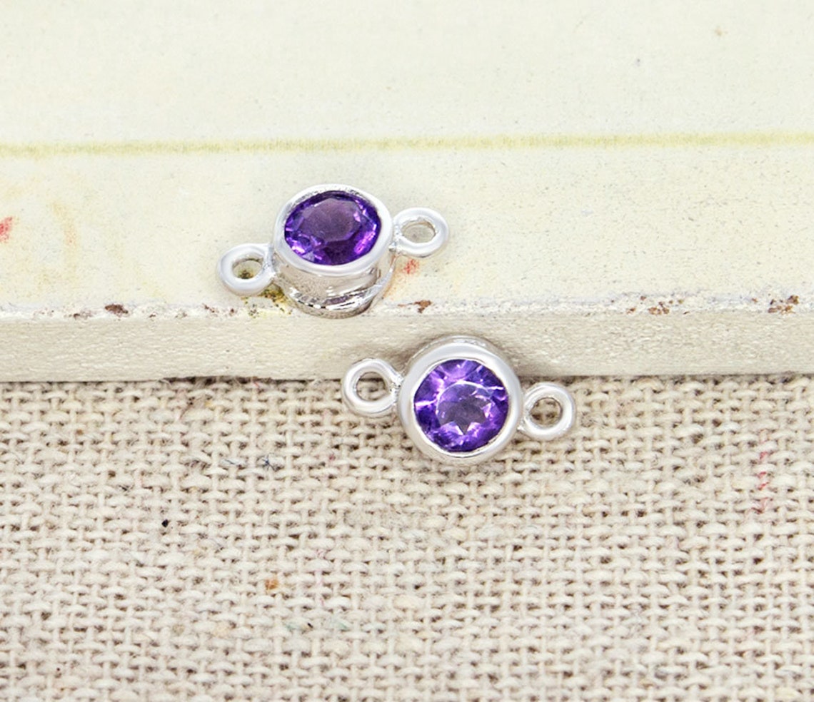 2 of Natural Round Amethyst & Sterling Silver Bezeled | Etsy