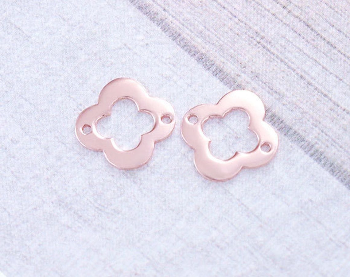 2 of 925 Sterling Silver Rose Gold Vermeil Style Clover Links ...
