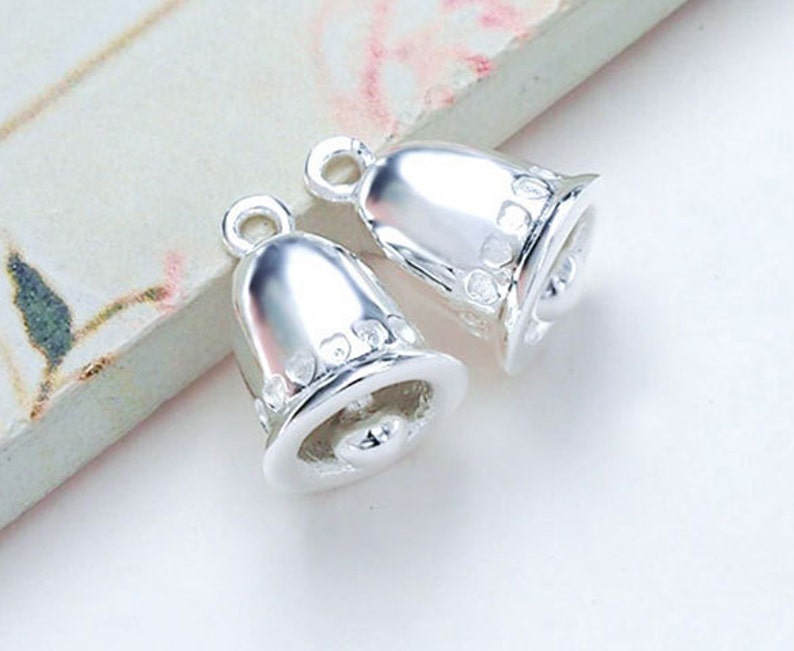 2 of 925 Sterling Silver Bell Charms 8.5x9mm. Polish Finished - Etsy
