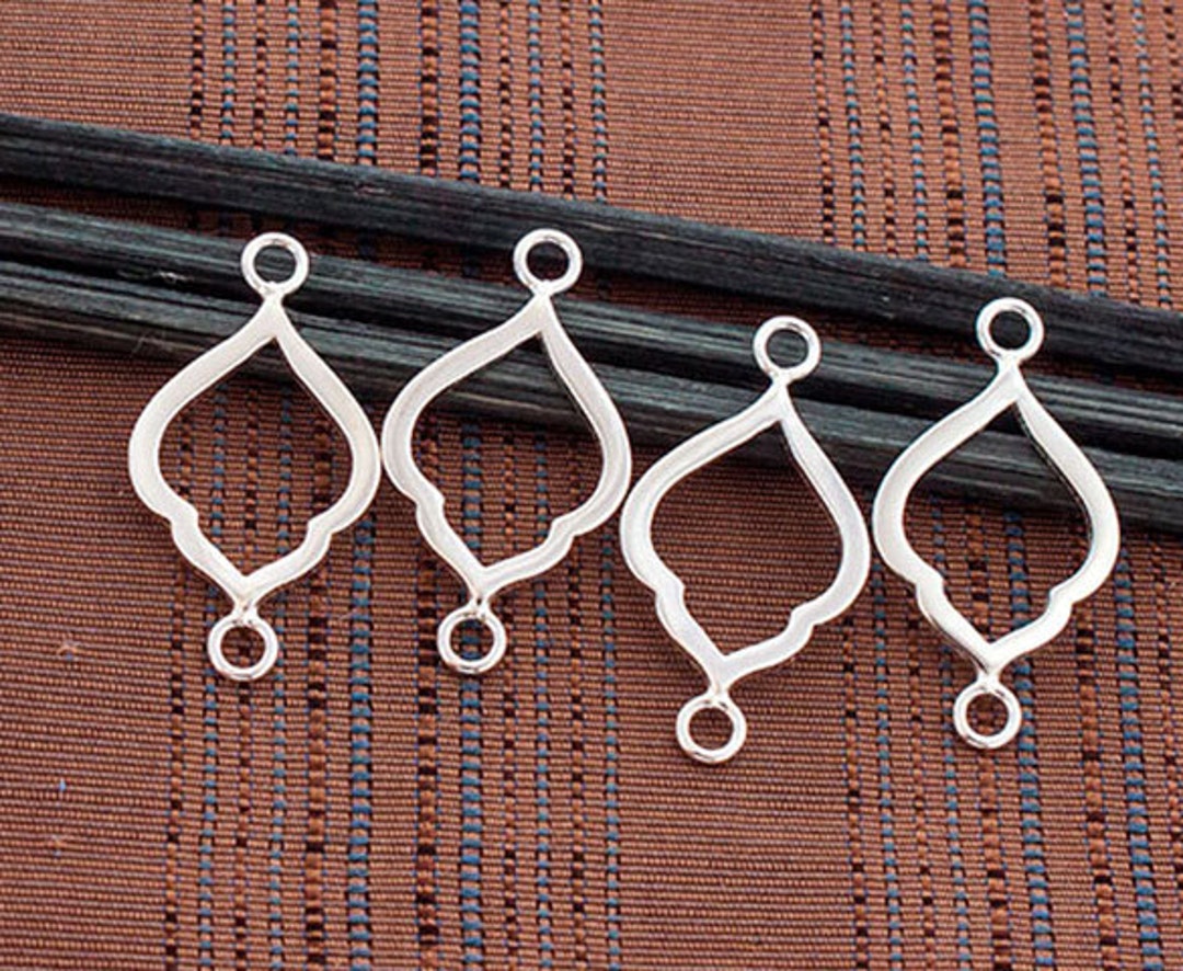 4 of 925 Sterling Silver Moroccan Style Drop Links, Connectors 11x16.5 ...