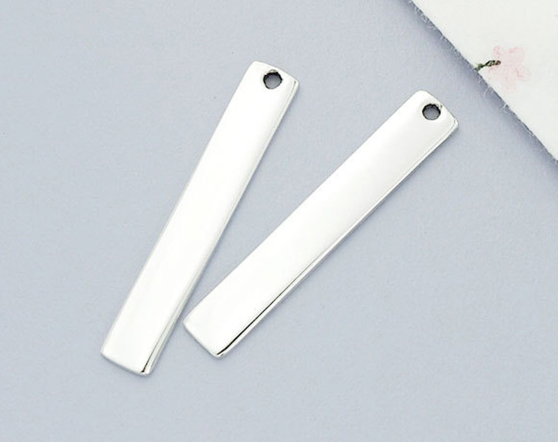 4 of 925 Sterling Silver Rectangle Blank Charms 3.8x24mm. . :tk0027 - Etsy