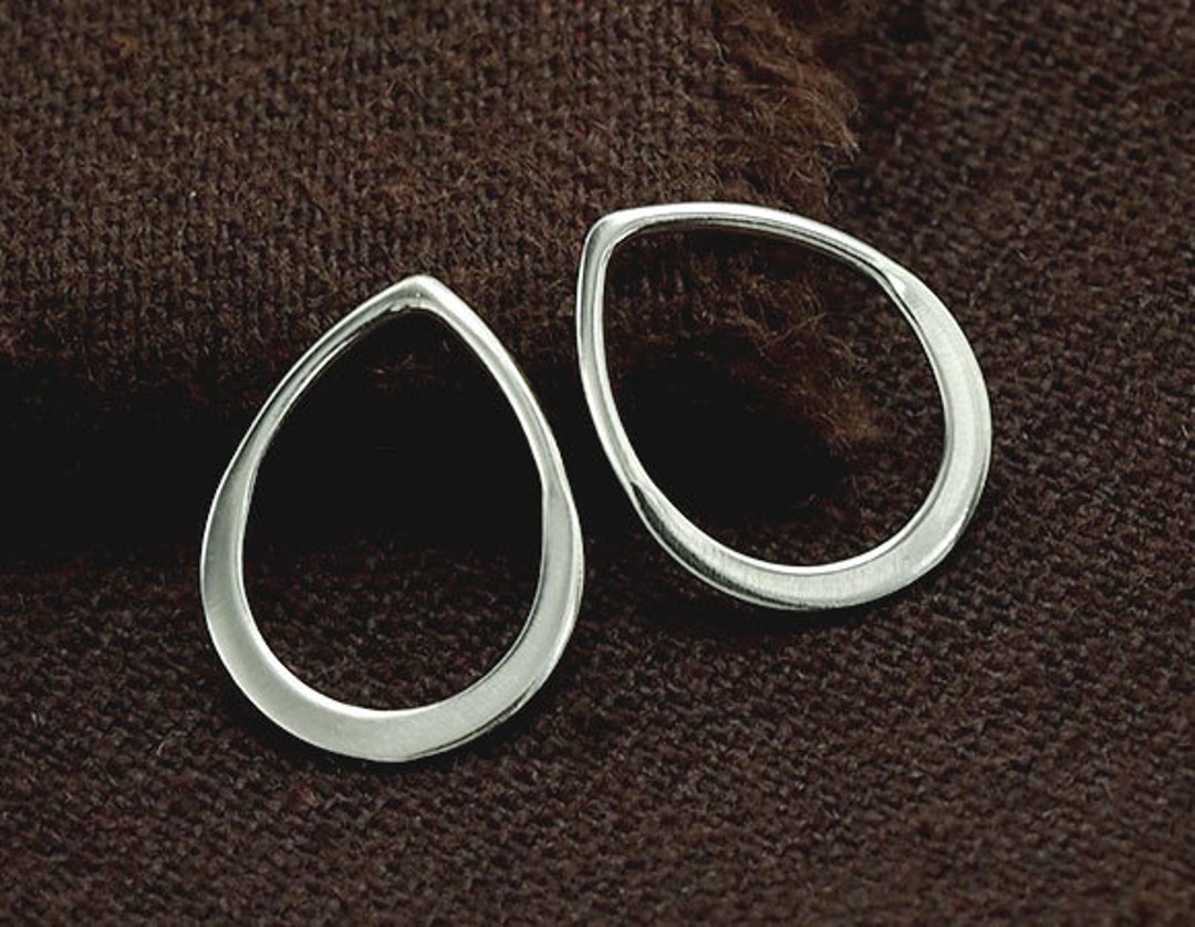 4 of 925 Sterling Silver Flat Pear Links, Connectors 12x15 Mm. :tk0020 ...