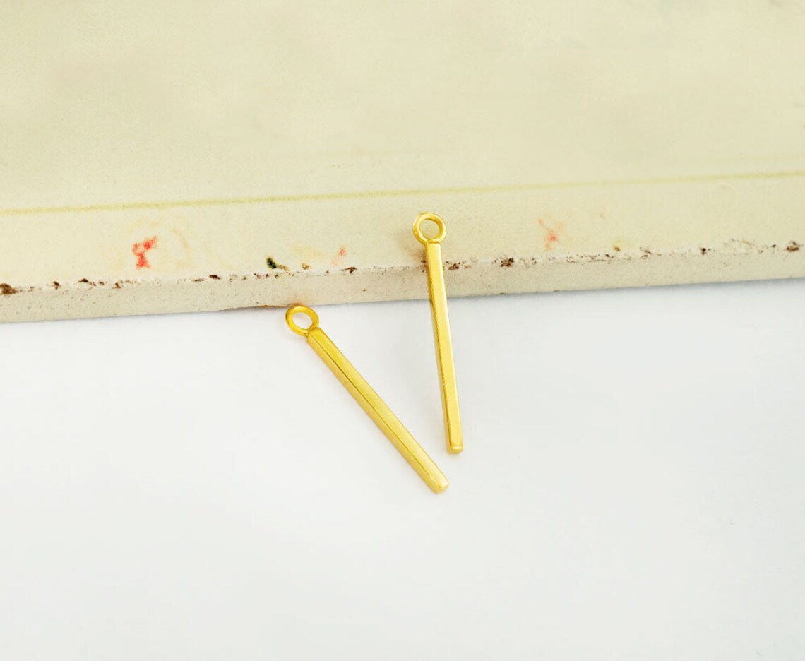 2 of 925 Sterling Silver Gold Vermeil Style Rectangle Stick - Etsy