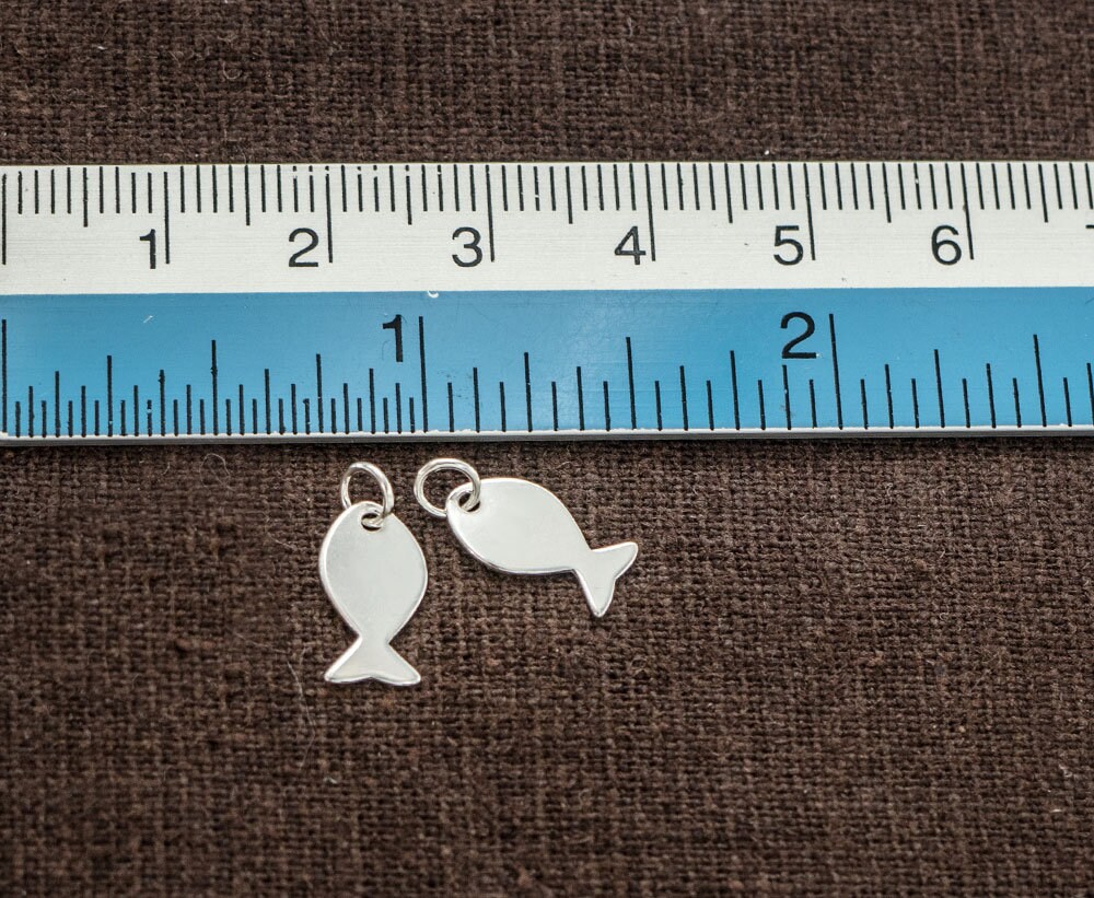 4 of 925 Sterling Silver Fish Charms Tiny Charms 6x11 Mm. | Etsy