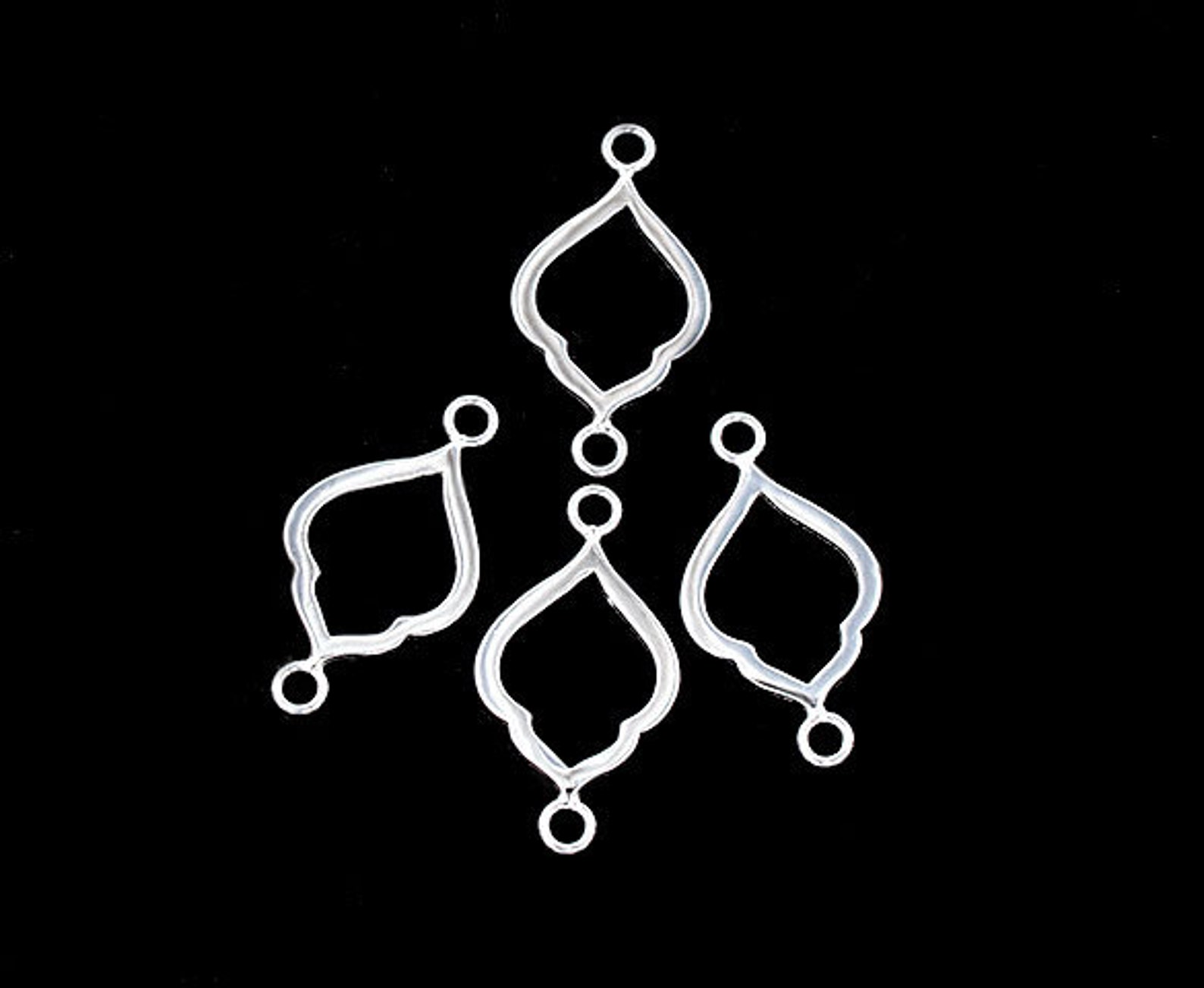 4 of 925 Sterling Silver Moroccan Style Drop Links, Connectors 11x16.5 ...
