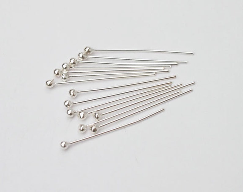 40 of 925 Sterling Silver Head Pins 30x0.5 Mm. ,#25 AWG Wire :th0769 - Etsy