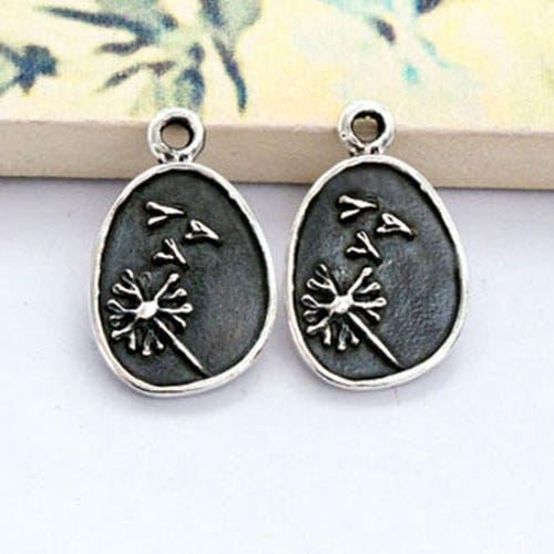 2 of 925 Sterling Silver Dandelion Charms 10x12mm . Oxidized - Etsy