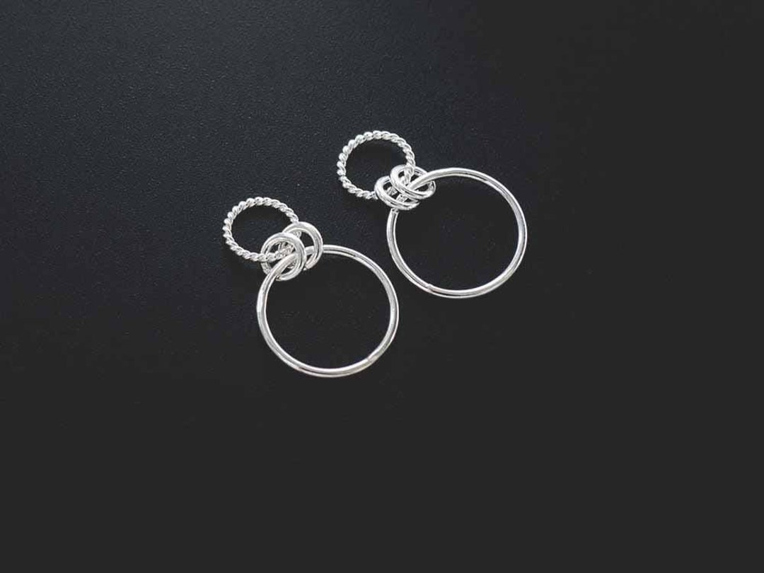 4 of 925 Sterling Silver Double Circle Rings Charms, Links, Connectors ...