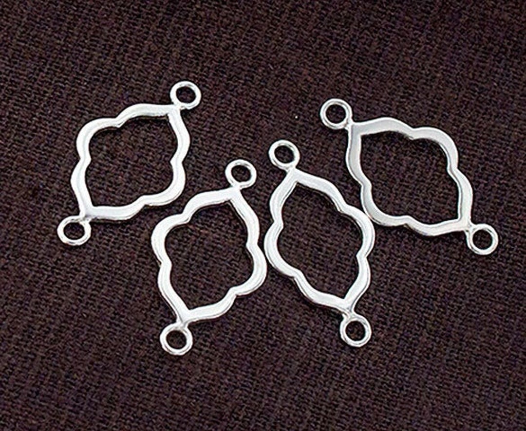 4 of 925 Sterling Silver Moroccan Style Drop Links, Connectors 12x16 Mm ...