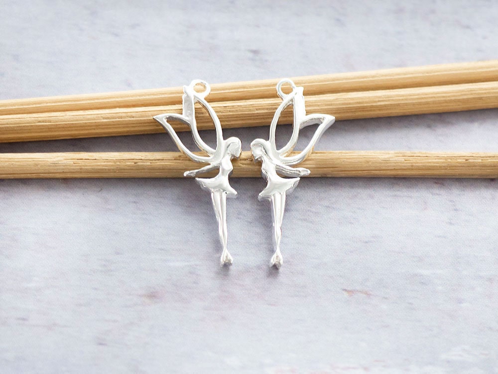 2 of 925 Sterling Silver Fairy Charms 9x21mm. Polish Finished | Etsy