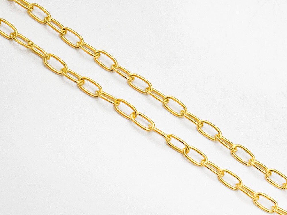 40 Inches of 925 Sterling Silver Gold Vermeil Style Chain 2x4 Mm ...