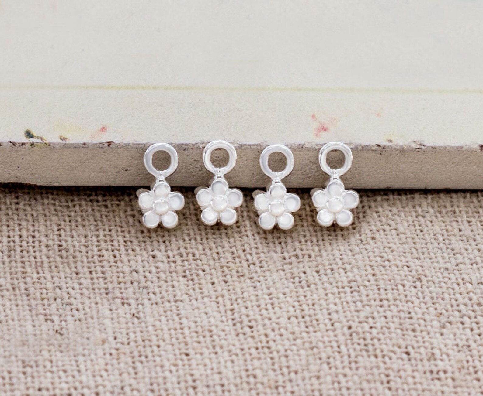 4 of 925 Sterling Silver Tiny Flower Charms 4.6mm. :tm0218 - Etsy