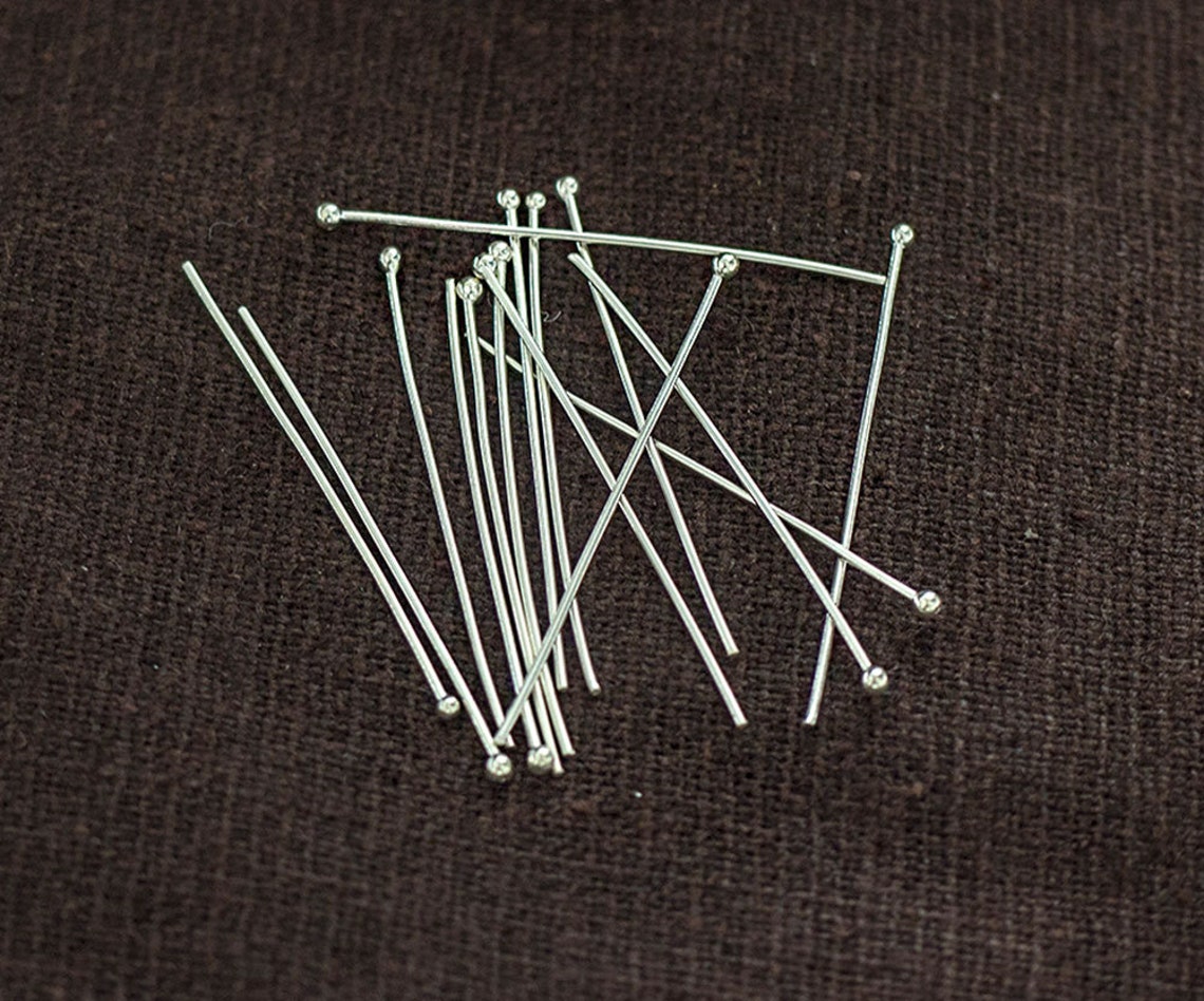 40 of 925 Sterling Silver Head Pins 30x0.5 Mm. 25 AWG Wire - Etsy