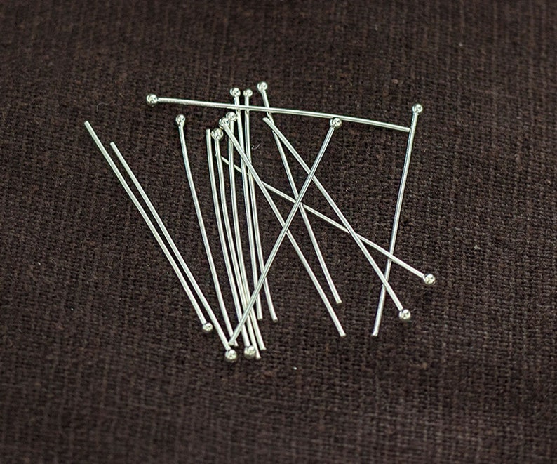 40 of 925 Sterling Silver Head Pins 30x0.5 Mm. ,#25 AWG Wire :th0769 - Etsy