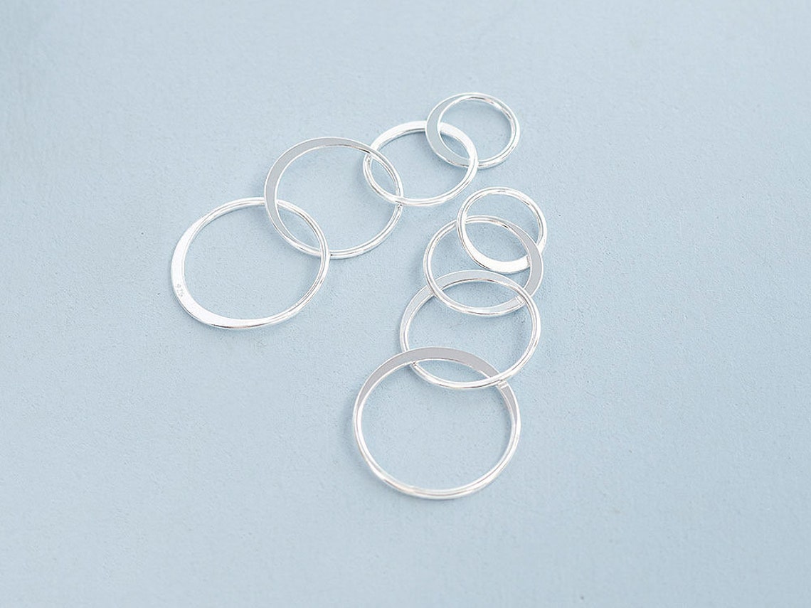 2 of 925 Sterling Silver Four Linked Circle Rings Charms, Connectors ...