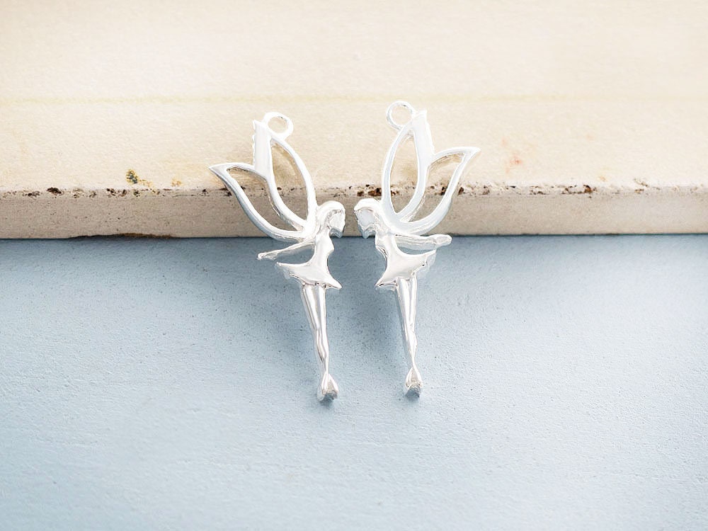 2 of 925 Sterling Silver Fairy Charms 9x21mm. Polish Finished | Etsy